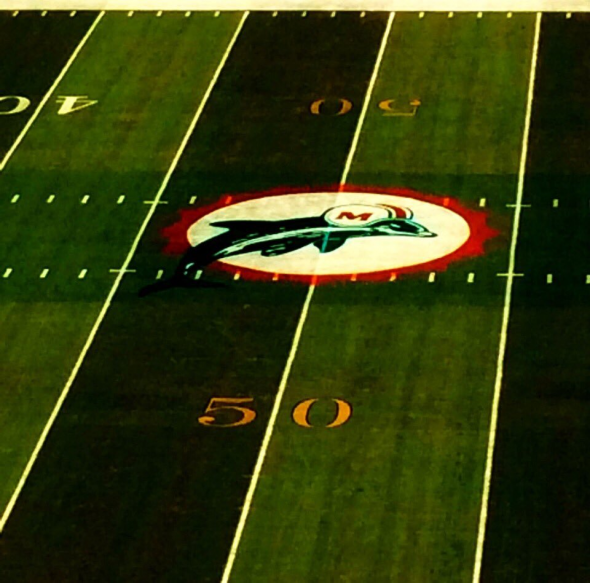 Miami Dolphins paint their field in throwback design for throwback ...