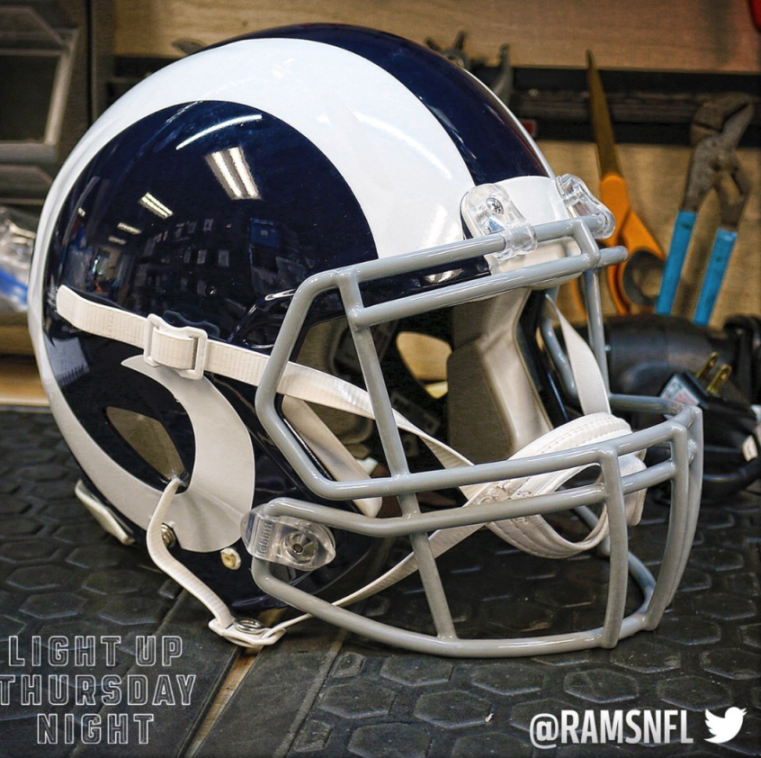 Los Angeles Rams will wear white horn decals on helmets for Color Rush ...