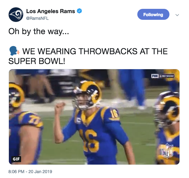 Los Angeles Rams Confirm Throwback Uniforms For Super Bowl ...
