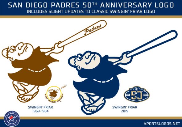 The Friar Swings Again: Padres Reveal 50th Anniversary Logos ...