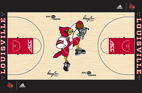 Louisville Adds Dunking Cardinal Logo To Basketball Court – SportsLogos ...