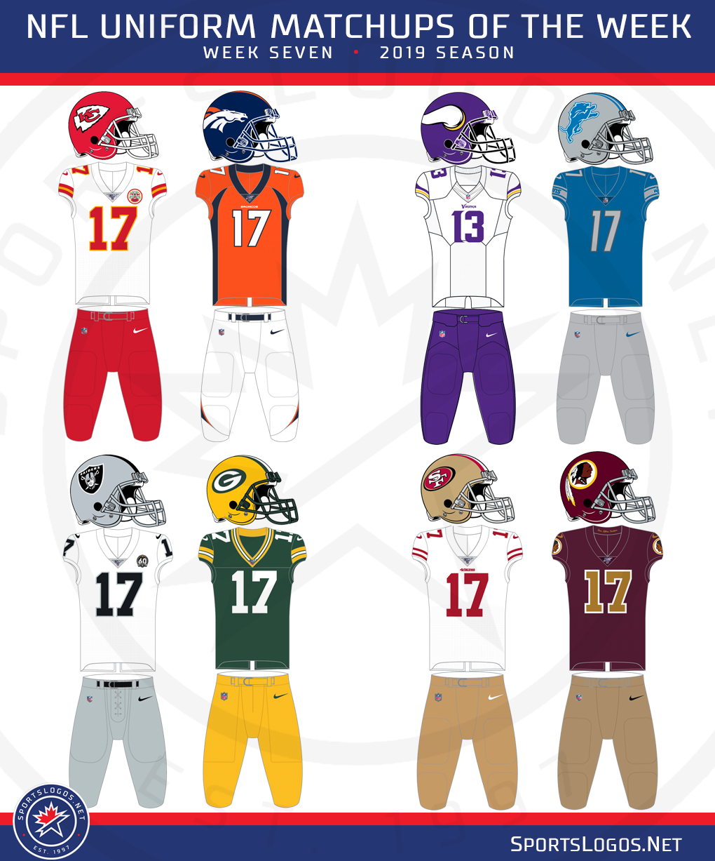 Week 7 NFL Uniform Matchups – Bills Wear Red, Washington in Throwbacks ...