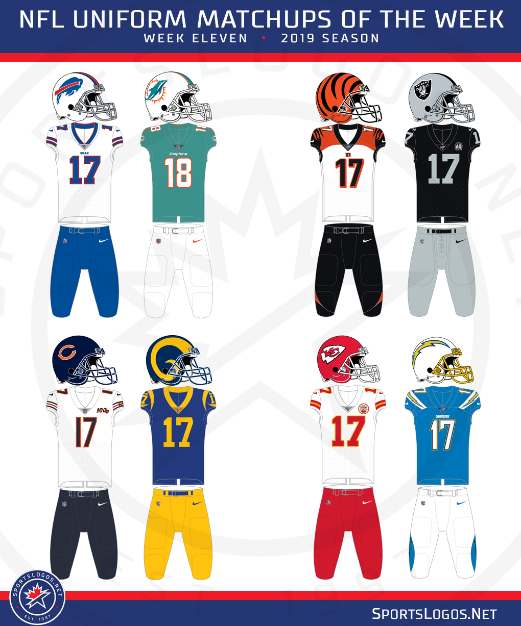 NFL 2019 Week 11 Uniform Matchups – SportsLogos.Net News