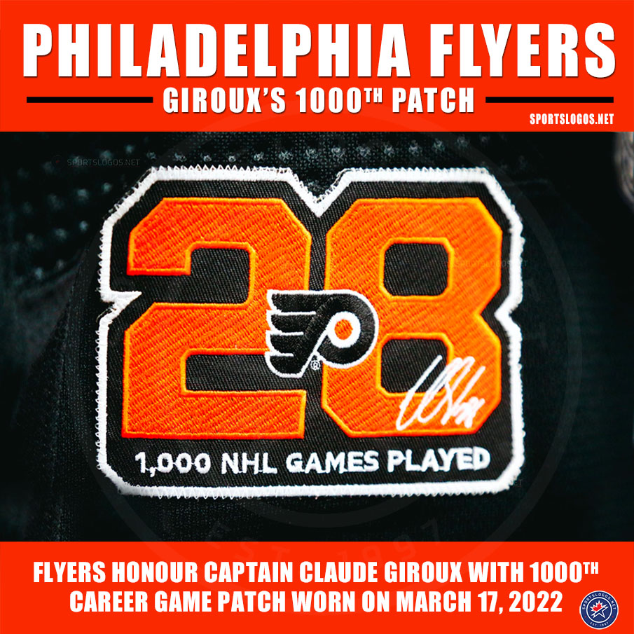 Flyers Wear Patch to Honour Claude Giroux’s 1000th Game – SportsLogos ...