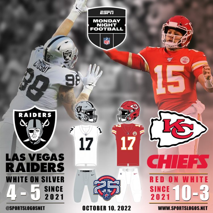 Chiefs, Raiders To Wear Traditional Home, Road Uniforms On Monday Night ...