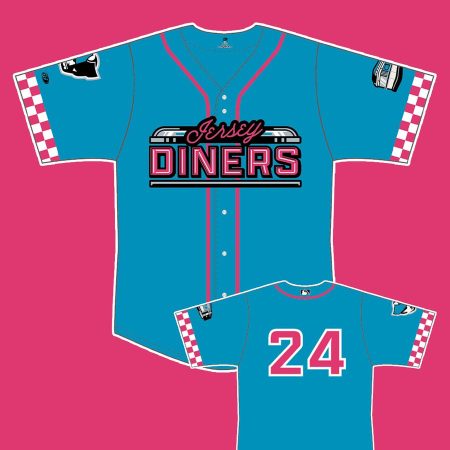 The Jersey jerseys (ha!) feature the wordmark against a light blue ...