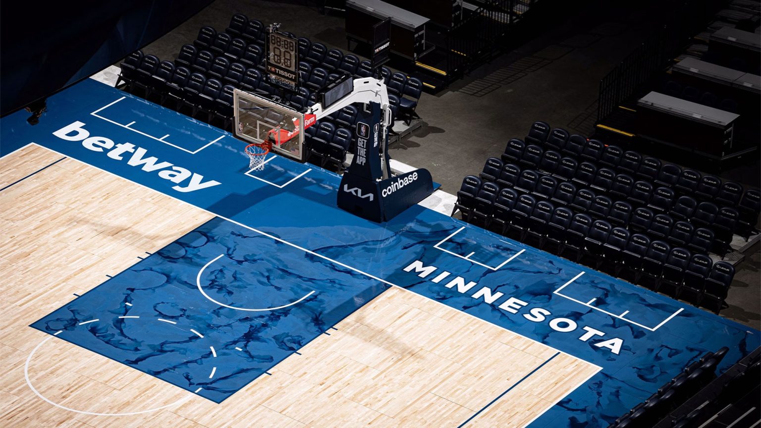 Minnesota’s primary logo is prominently displayed at midcourt , though ...