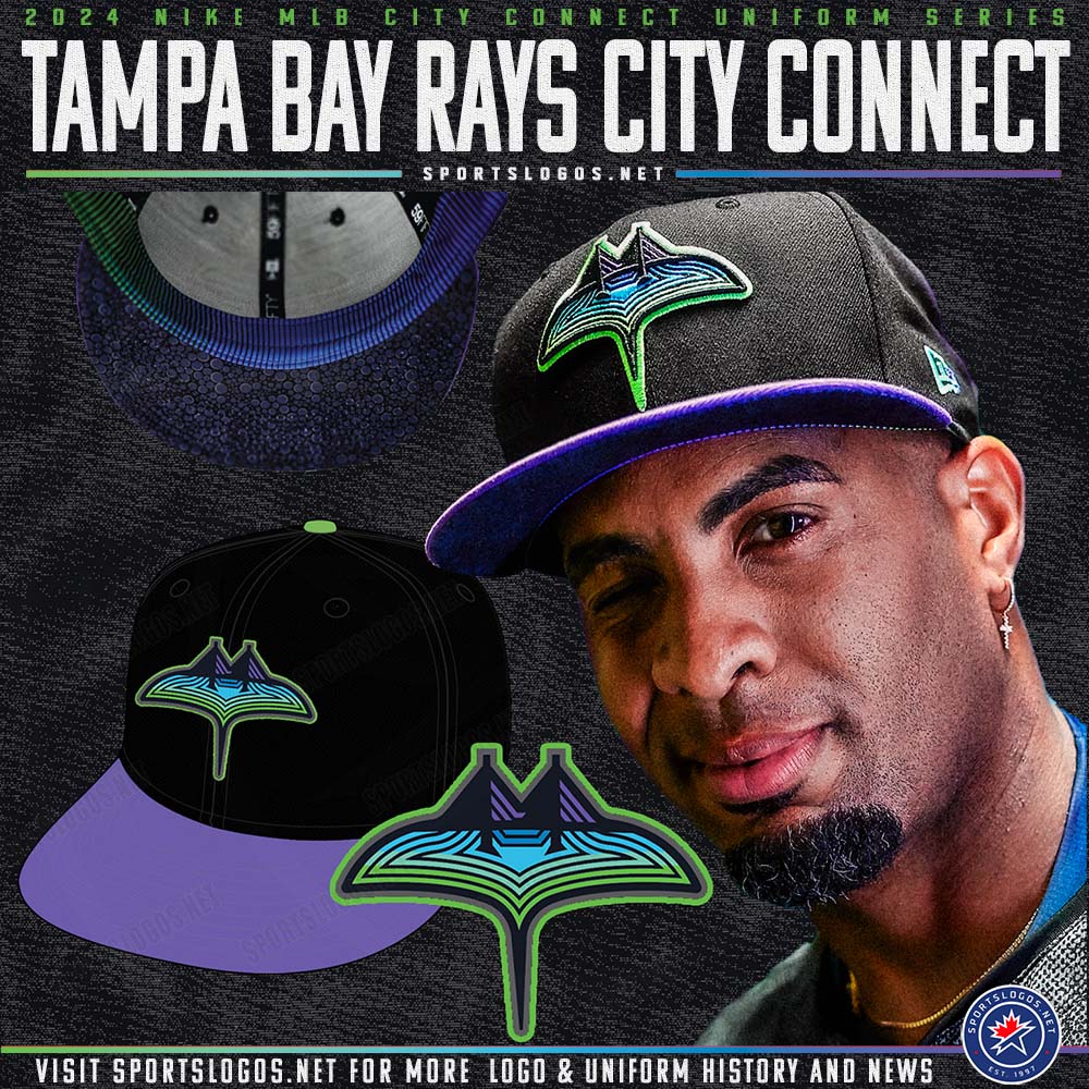 The underbill of the Rays’ City Connect New Era cap includes the grip ...