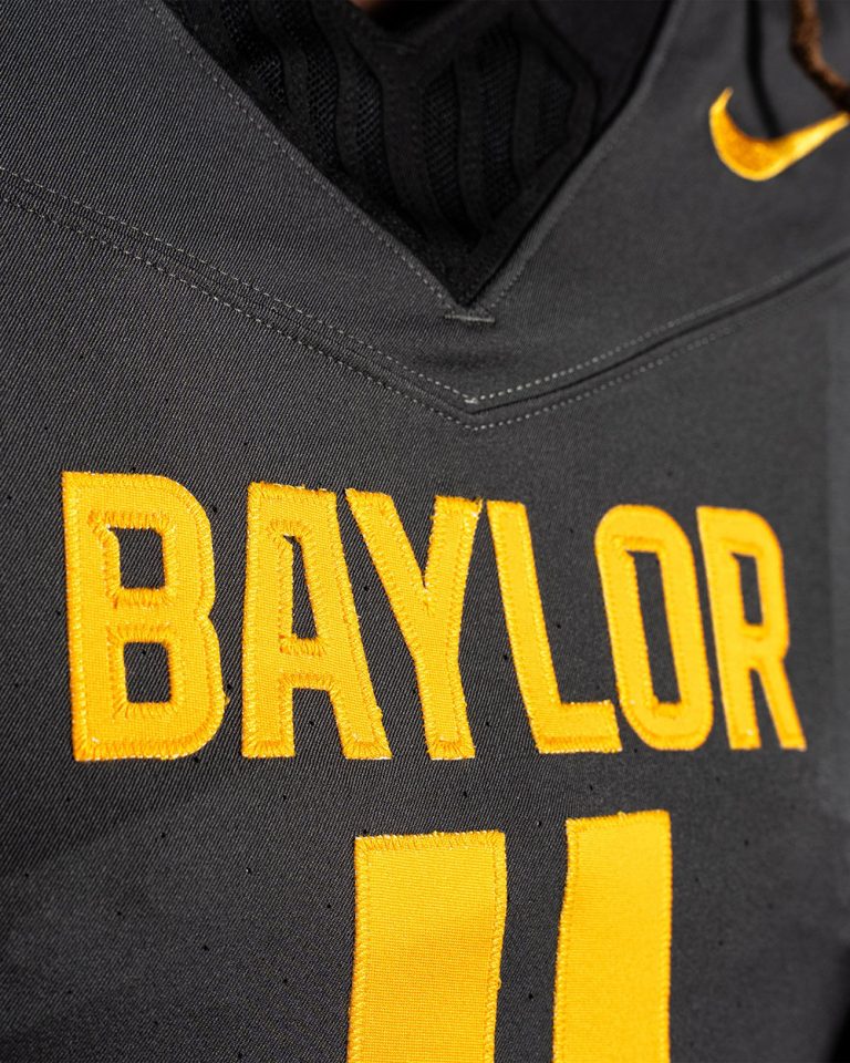The jerseys are complete with a black collar and a gold “Baylor ...