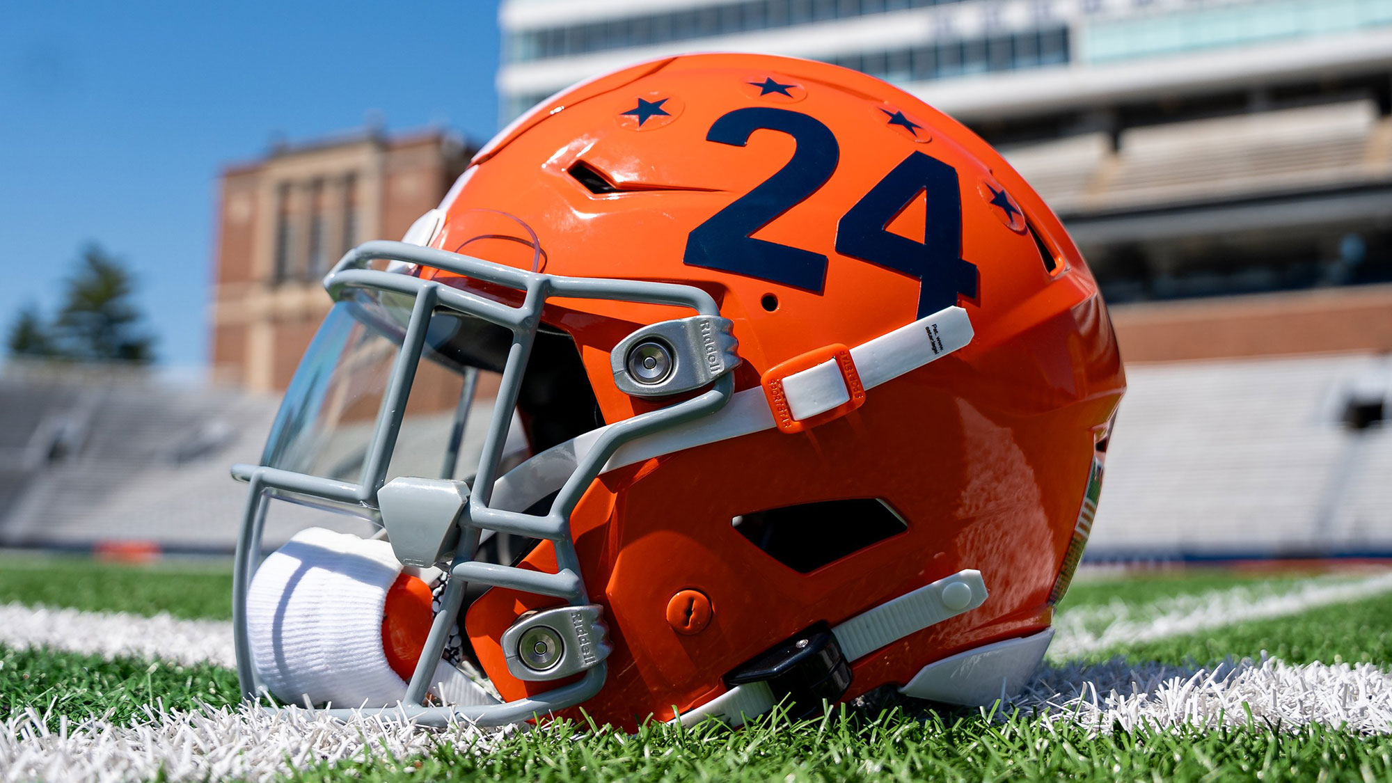The helmets span more than 50 years of Fighting Illini football ...