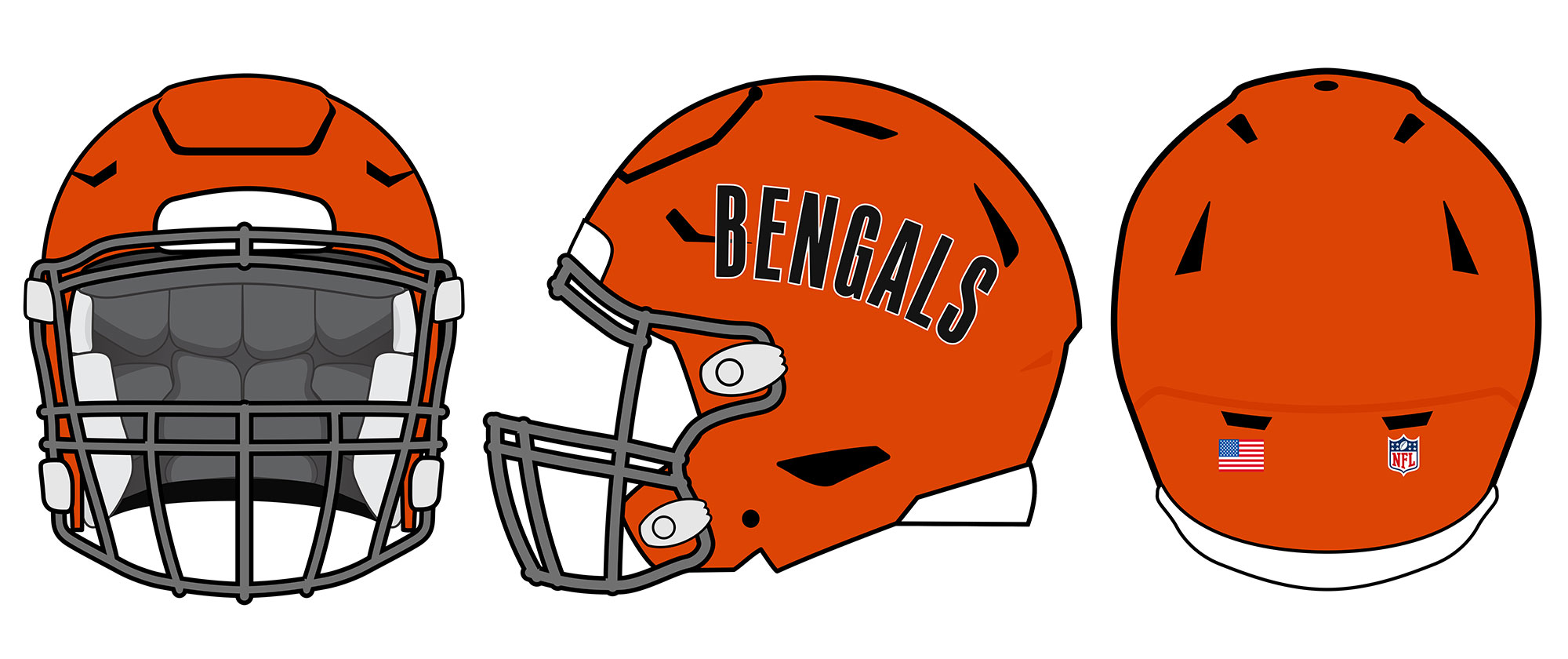 While a black helmet with orange stripes seems like a natural ...