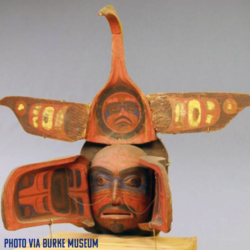 The Seahawks logo mask, in its open position, as it had been displayed ...