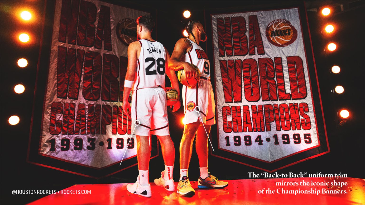 The red and blue striping pattern on the collar, shoulders, sides of ...