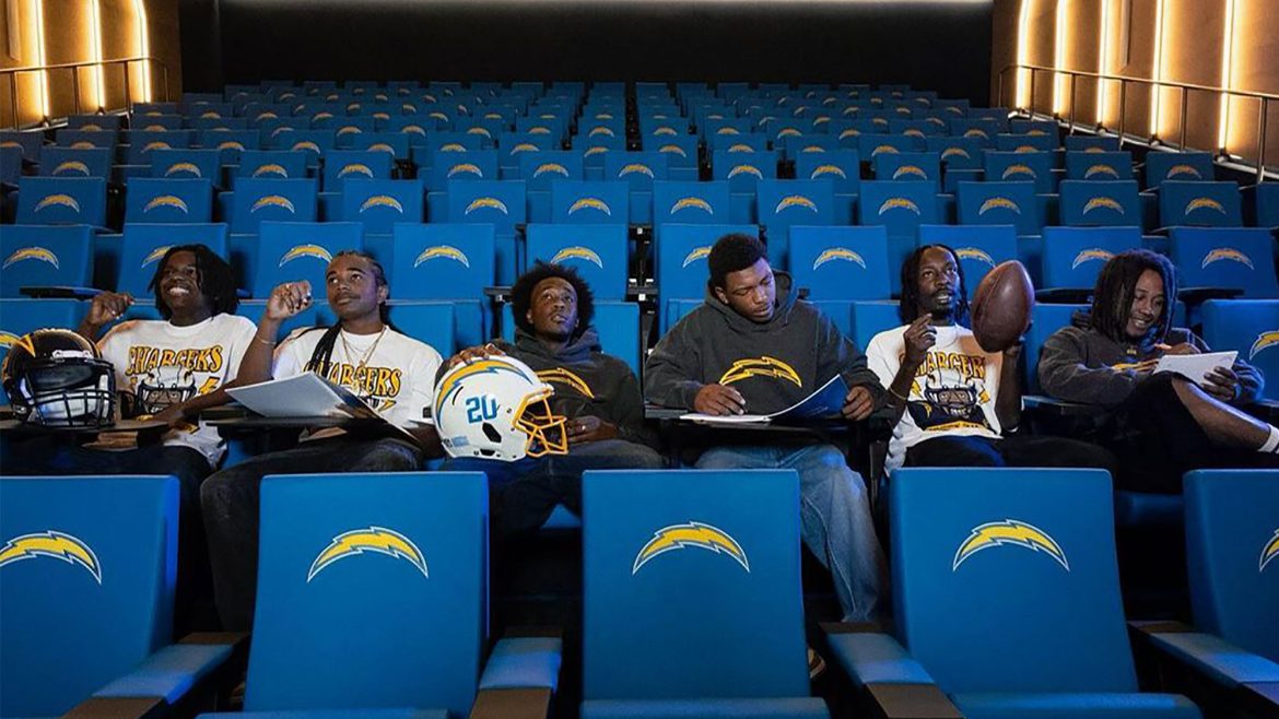 The Chargers have paired their navy blue Color Rush uniforms, which feature a single-color ...