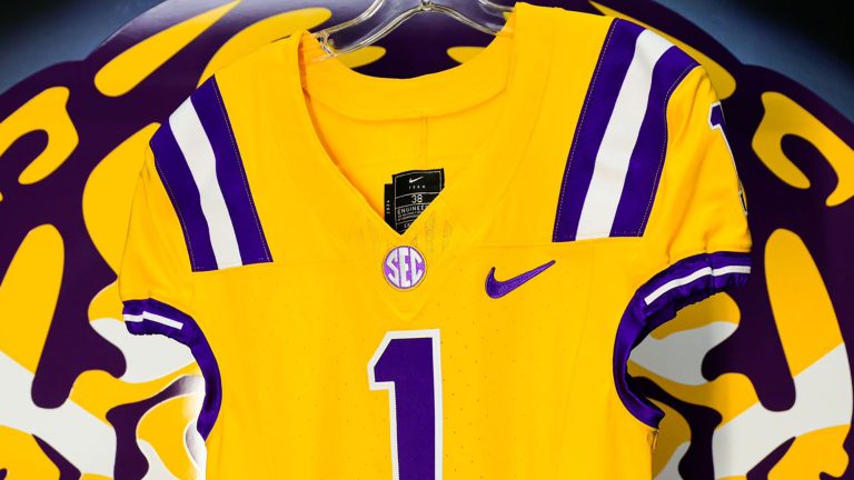 The LSU football program unveiled new gold jerseys on Monday evening ...