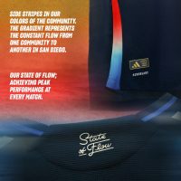 A cursive “State of Flow” wordmark logo adorns the back collar ...