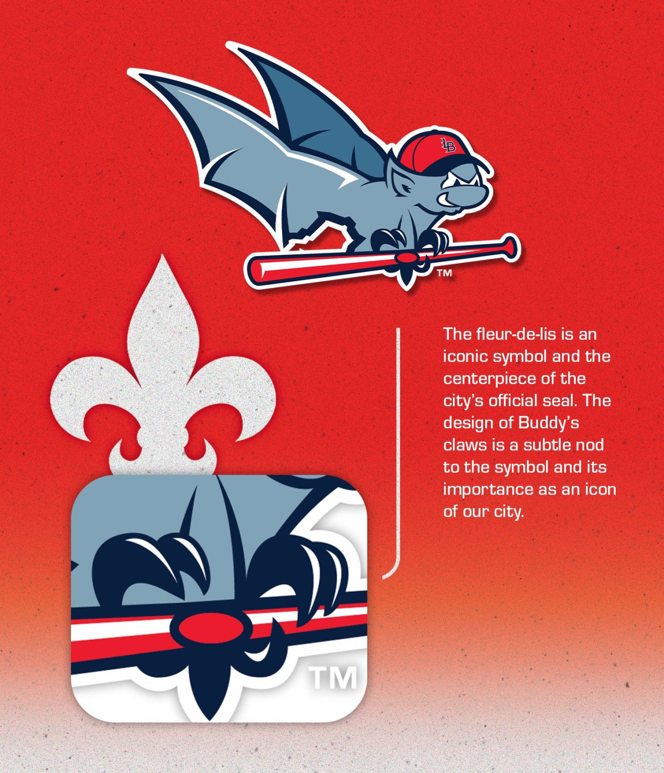 The new logo also incorporates a sneaky Fleur-de-Lis in the bat’s claws ...