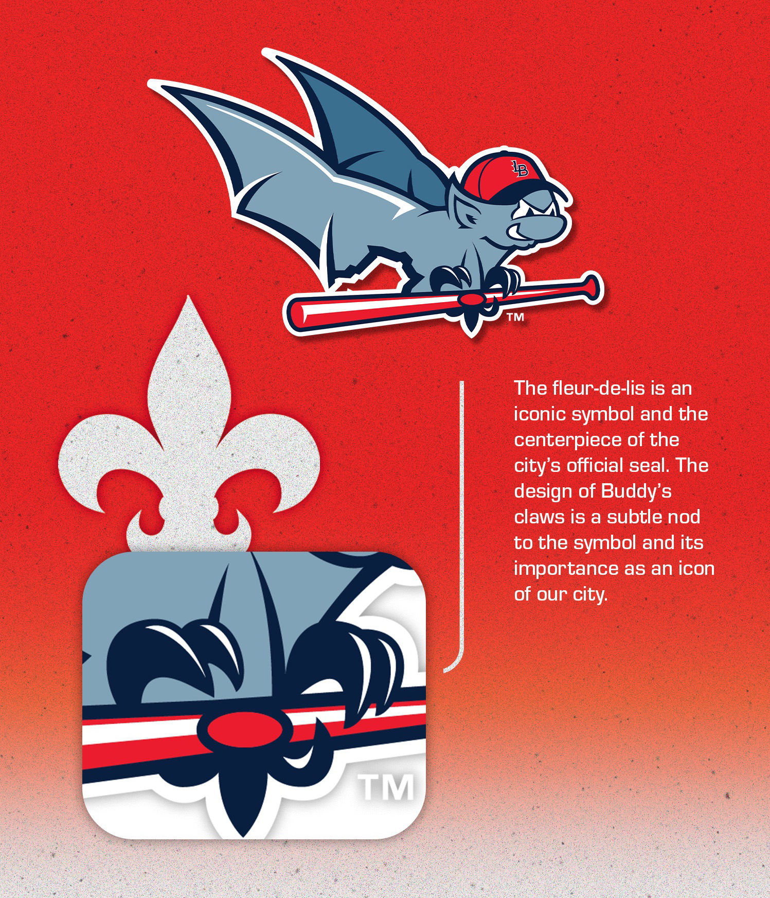 The new logo also incorporates a sneaky Fleur-de-Lis in the bat’s claws ...