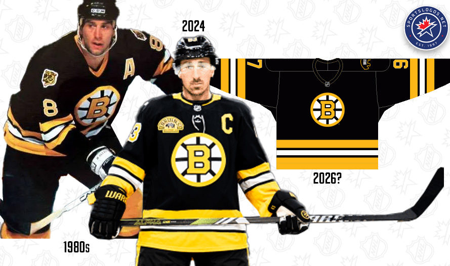 The leaked photo of the 2025-26 Boston Bruins shows a combination of ...