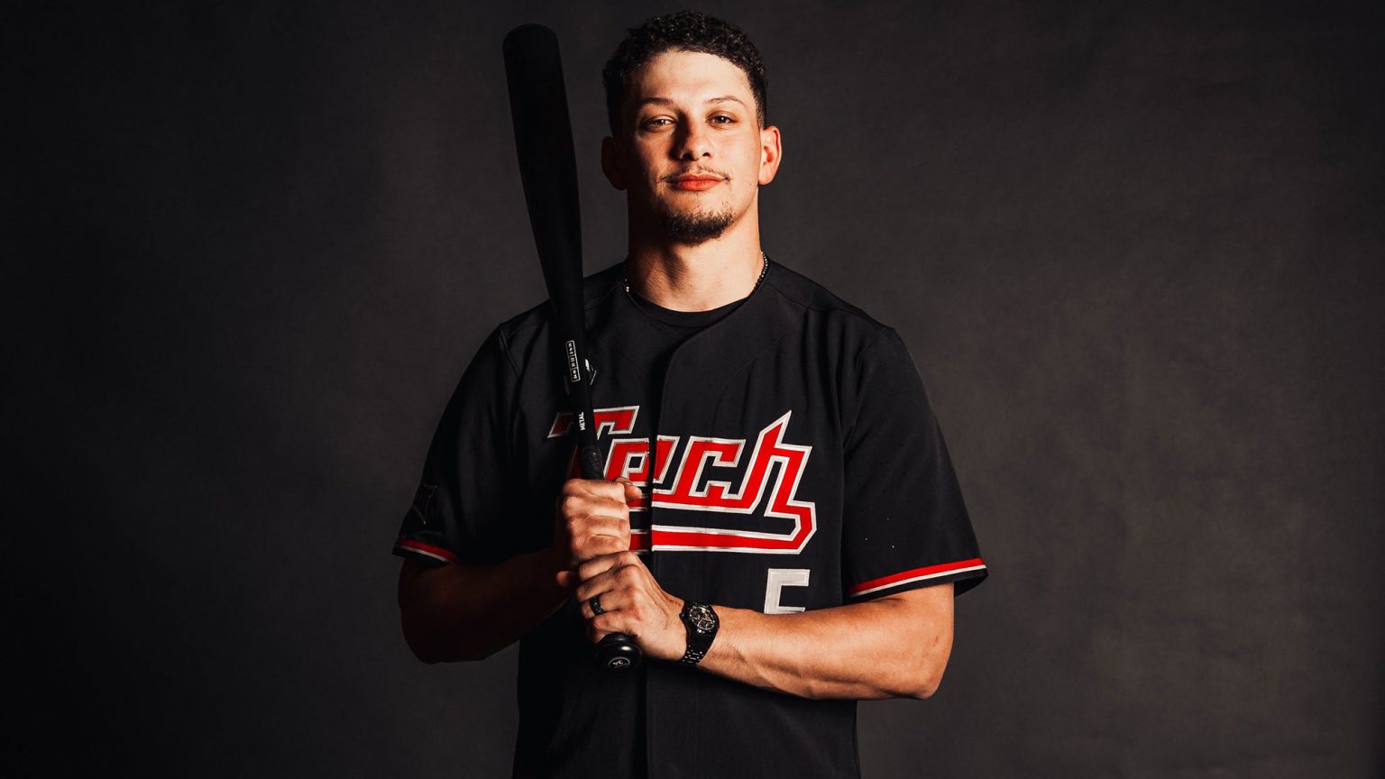 Mahomes’ “Gladiator” logo is prominently displayed on the right ...