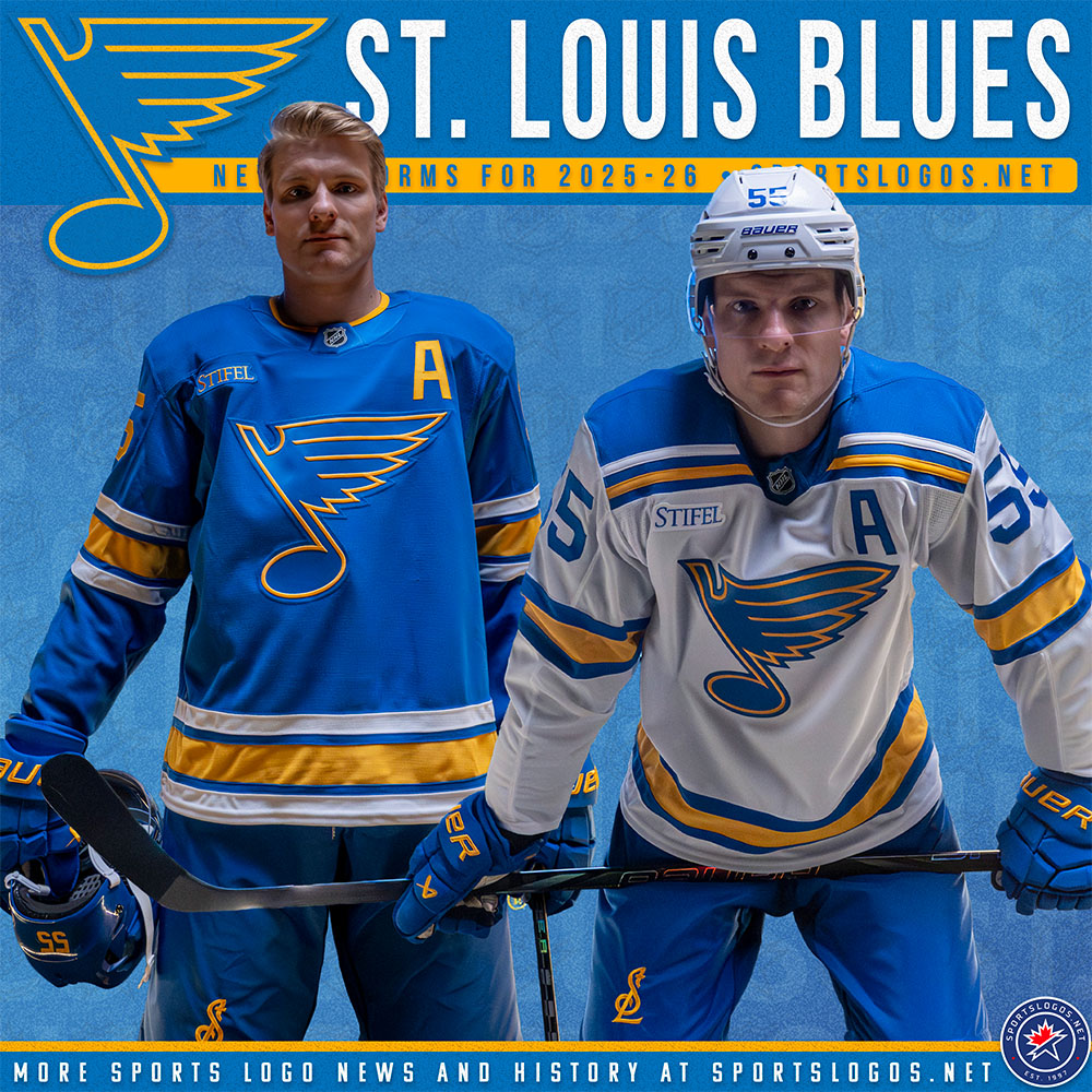 St. Louis Blues Unveil New Uniforms, Updated Blue Note, and Five Logos ...