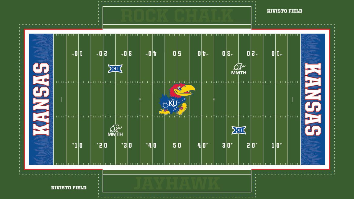 Kansas Jayhawks Unveil New Turf Design For Renovated David Booth Kansas Memorial Stadium