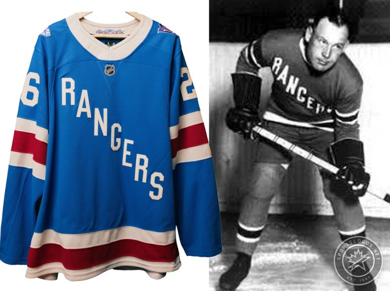The 2025-26 Centennial jersey compared to the original 1926-27 New York ...
